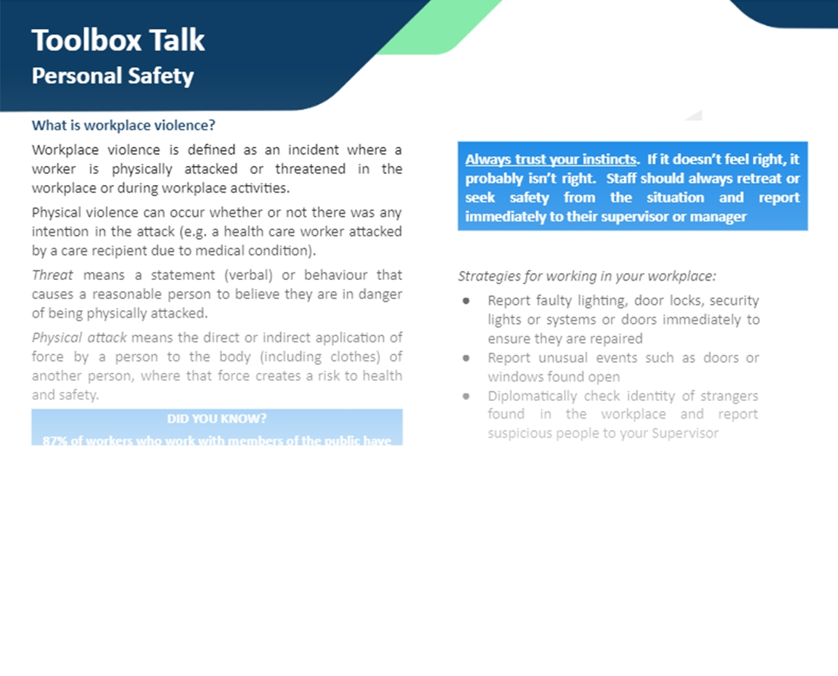 Personal Safety - Safety Docs Online